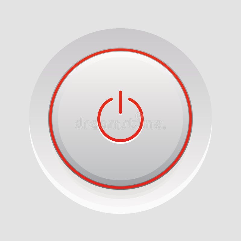 Gray Round Realistic Power Button, Web Element Stock Vector ...