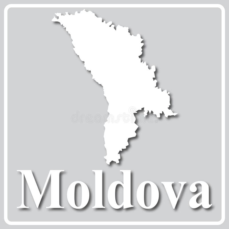 Gray Icon with White Silhouette of a Map Moldova Stock Vector ...