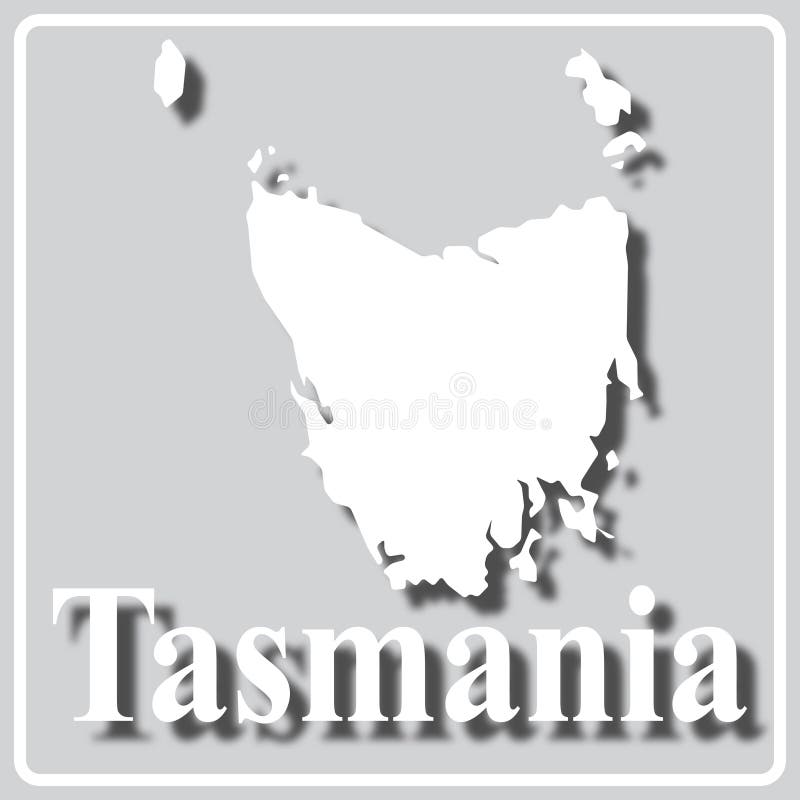 Gray Icon with White Silhouette of a Map Tasmania Stock Vector ...