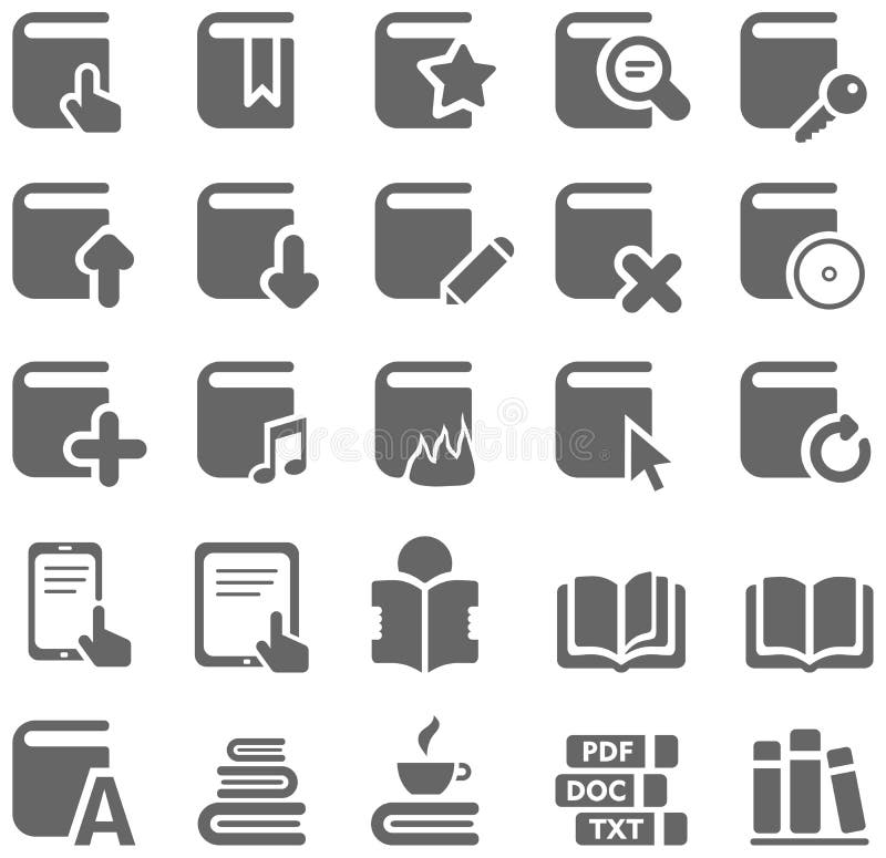 Gray Icons of Books and Literature Stock Vector - Illustration of ...