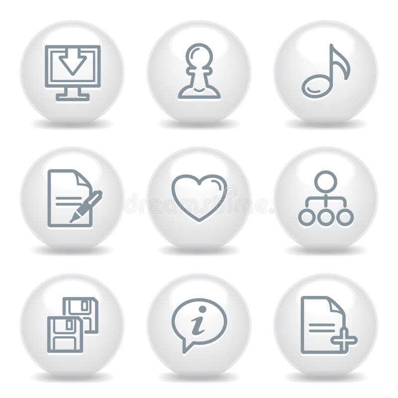 Gray icons set 10 stock vector. Illustration of ball - 11116971