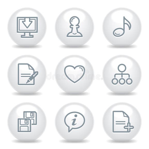 Gray icons set 10 stock vector. Illustration of ball - 11116971