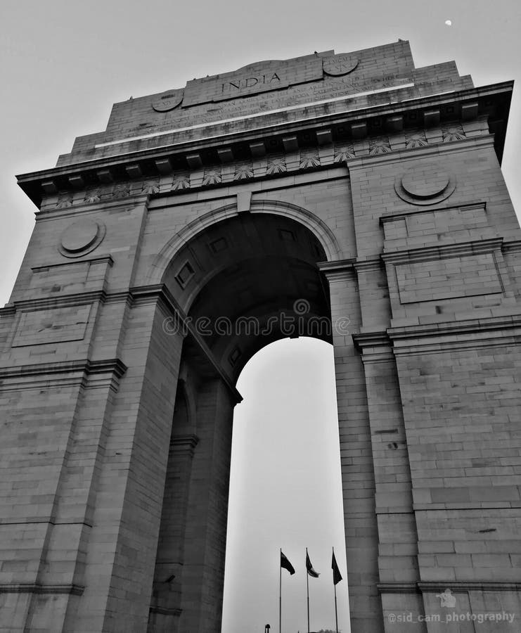 Gray India Arch Under Gray Clouds Stock Image - Image of history, wall ...