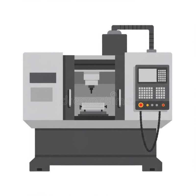 Gray Industrial CNC Milling Machine with Digital Control Panel Stock ...