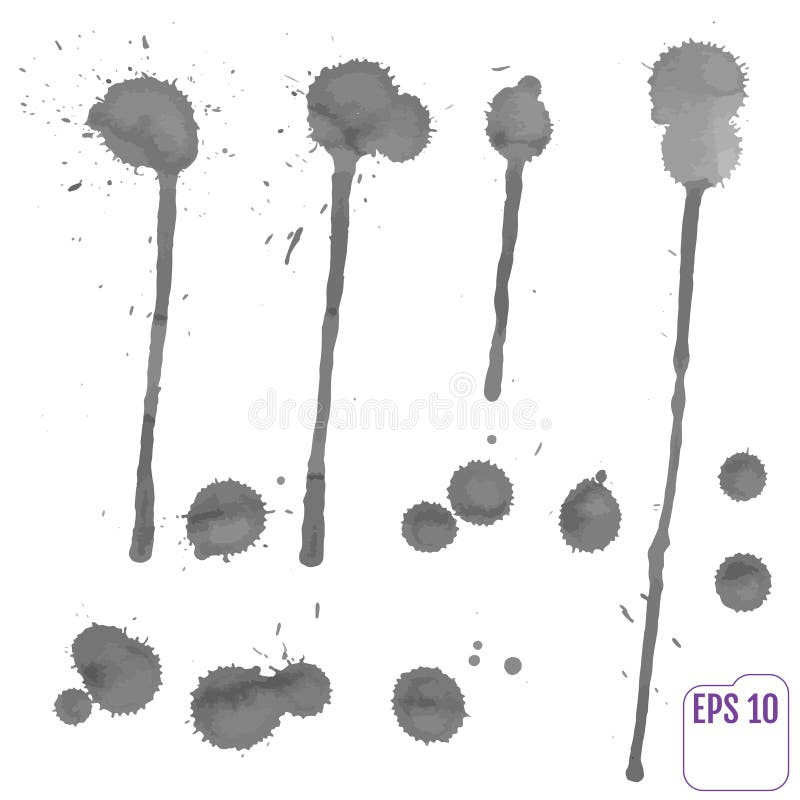 Gray Ink Splashes in Watercolor Style. Vector Stock Vector ...