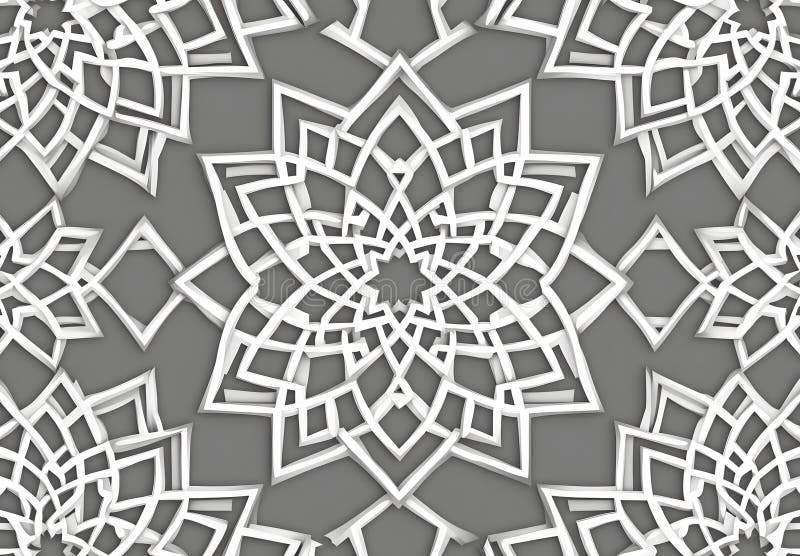 Gray Islamic Geometric Pattern with Star Design Stock Illustration ...