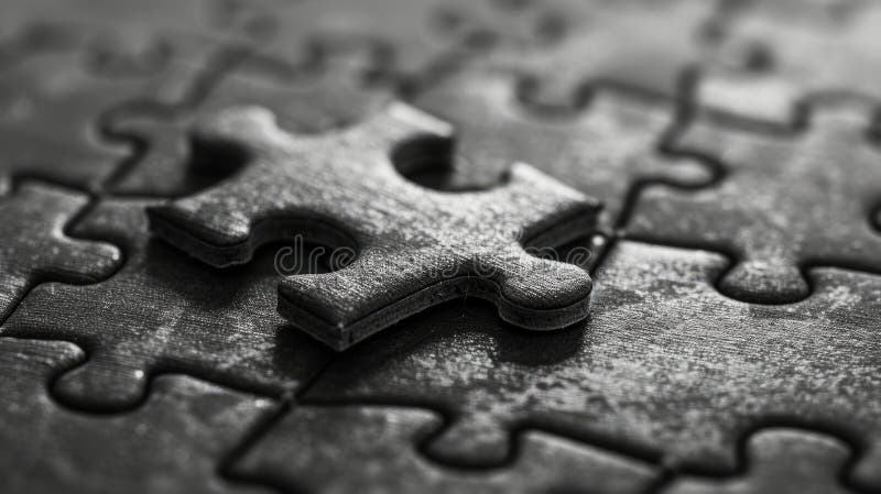 Gray Jigsaw Puzzle Piece Fitting into Place on a Puzzle Board. Stock ...