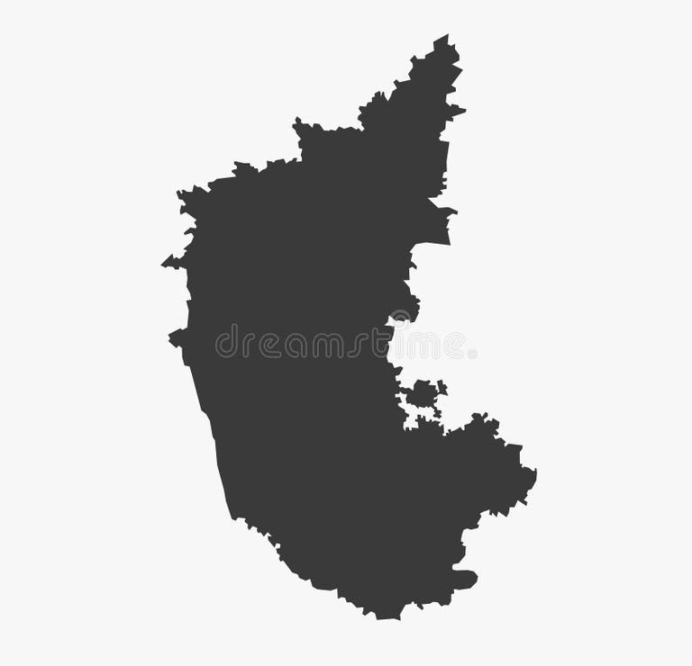 Gray Karnataka State Map Illustration Vector Graphic on White ...