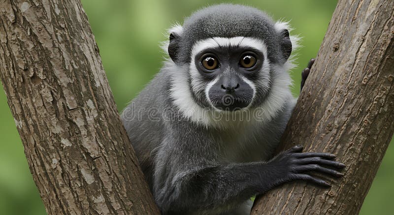 Gray Langur (Semnopithecus), Characterized by a White Face with ...