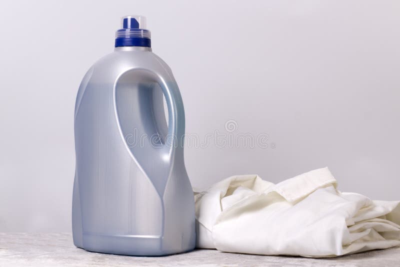 Gray Large Plastic Bottle for Liquid Laundry Detergent with Clean Items ...