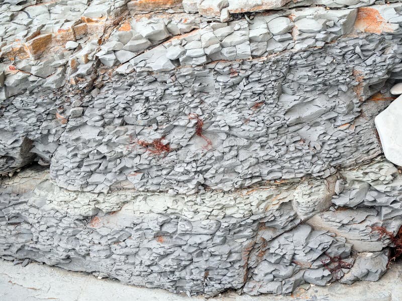 Layered Limestone Rock on the Seashore Stock Photo - Image of mineral ...