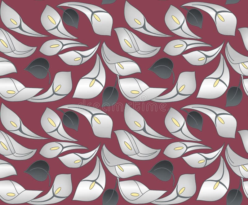 Gray Leaves Textile Print Design Stock Illustration - Illustration of ...