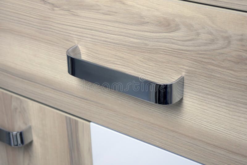 Gray Light Handle of the Kitchen Drawer or Cabinet Stock Image - Image ...