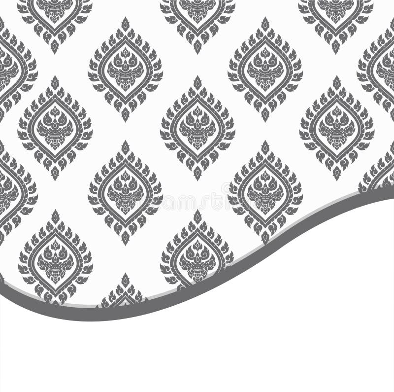 Gray Line Art Vector of a Thai Temple Stock Vector - Illustration of silk, pattern: 397987221