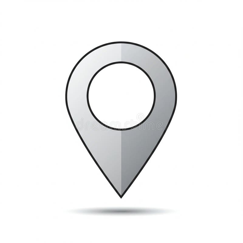 A Gray Location Pin Icon with a Circular White Center, Casting a Subtle Shadow on a Stock ...