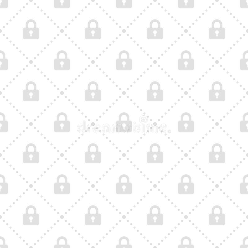 Gray Lock Symbol Square Position Seamless Pattern on White Background ...