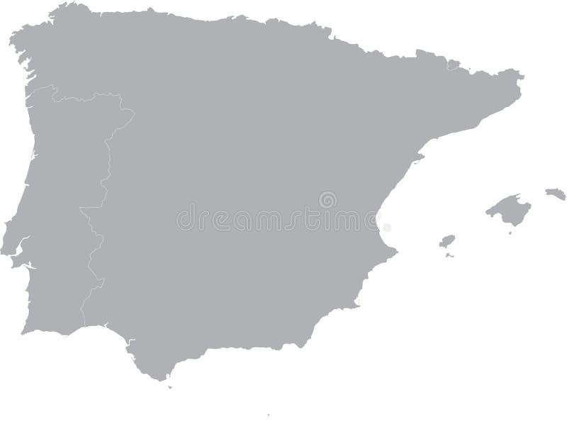 Gray Map of Iberian Peninsula Countries Stock Vector - Illustration of ...