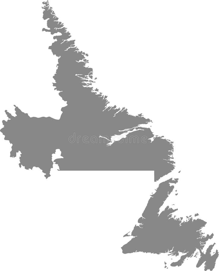 Gray Map of NEWFOUNDLAND and LABRADOR, CANADA Stock Vector ...