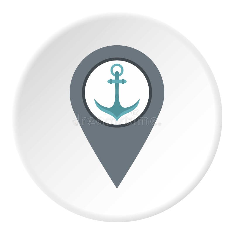 Gray Map Pointer with Anchor Symbol Icon Circle Stock Vector ...