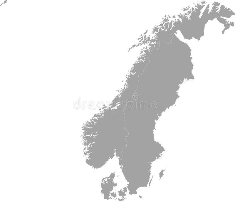 Gray Map of Scandinavian Peninsula Countries Stock Vector ...