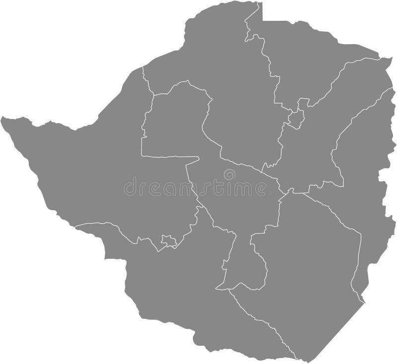 Gray map of Zimbabwe stock vector. Illustration of africa - 218829429