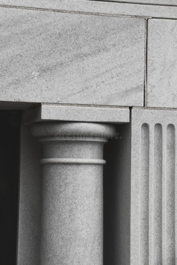 Top of White and Light Gray Marble Mausoleum Front Column and Grooves ...