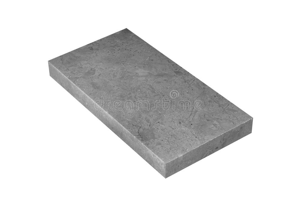 Gray Marble Rectangular Slab is Isolated on White Background Stock ...