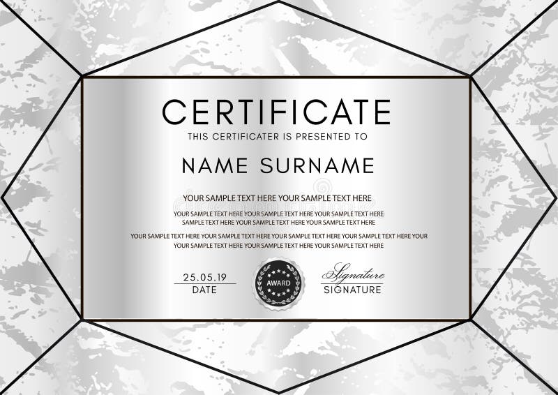 Silver Certificate, Diploma Template. Award Patter Stock Vector ...