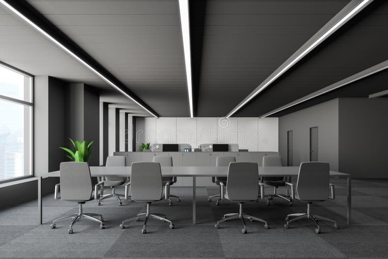 Gray Meeting Room in Open Space Office Stock Illustration ...