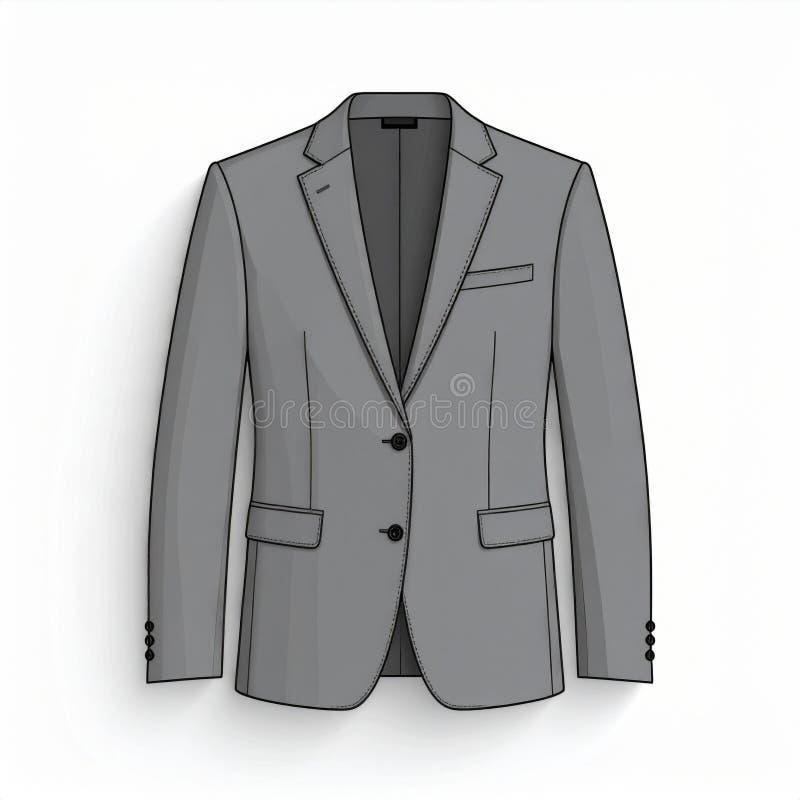 Gray Men S Blazer on White Background Stock Illustration - Illustration ...