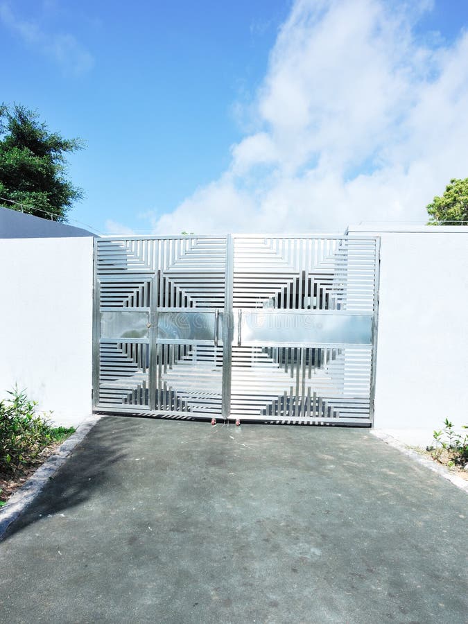 Gray metal gate stock photo. Image of gray, closeup, clouds - 24711312