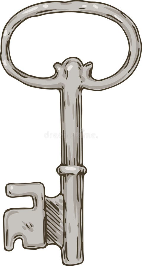 Gray Metal Retro Style Key stock vector. Illustration of isolated ...