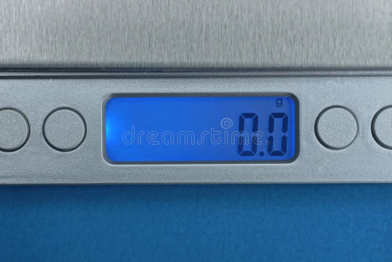 Gray Metal Scales with Blue Electronic Display Stock Image - Image of ...