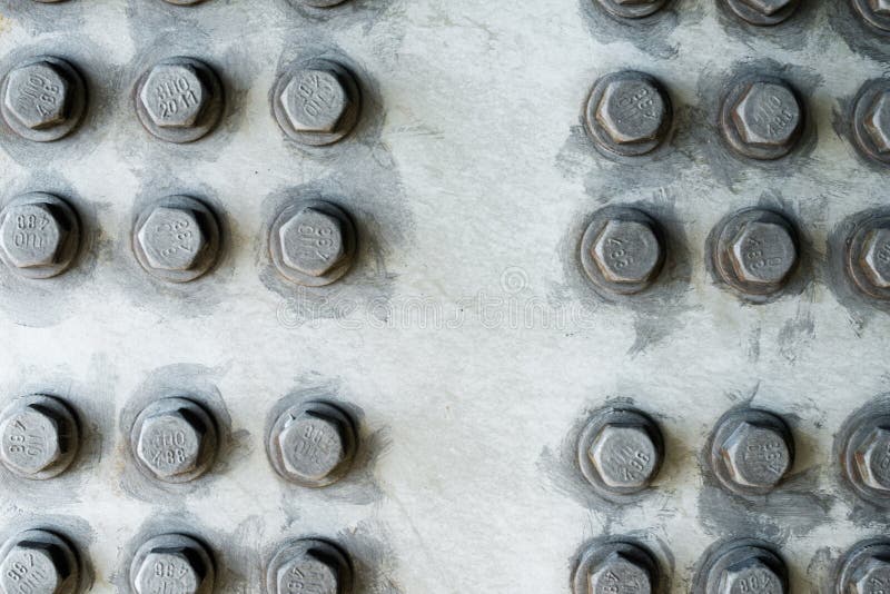 Gray Metal Surface with Hexagonal Bolt Heads Stock Image - Image of ...