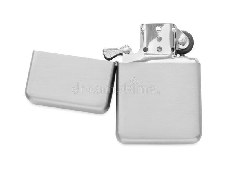 Gray Metallic Cigarette Lighter Isolated on White, Top View Stock Image ...