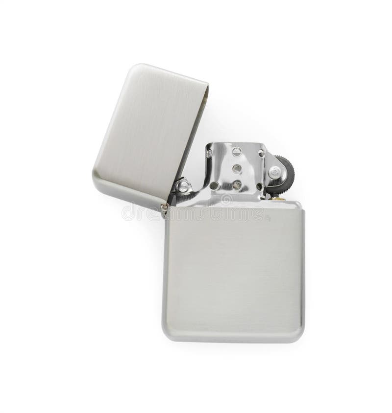 Gray Metallic Cigarette Lighter Isolated on White, Top View Stock Photo ...