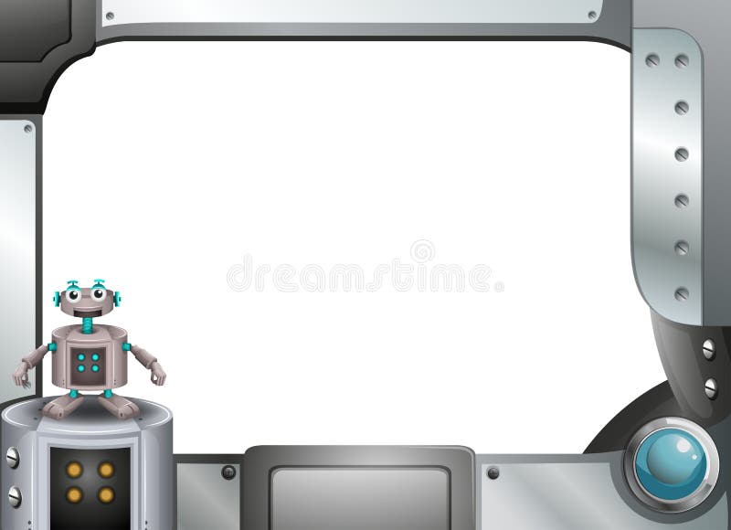 A Gray Metallic Frame with a Robot Stock Vector - Illustration of ...