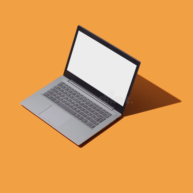 Gray Metallic Laptop with Blank Screen Stock Illustration ...