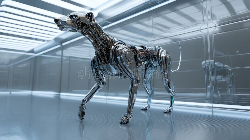 Gray Military Robot Dog at a Demonstration. Advanced Robotic Dog in a ...