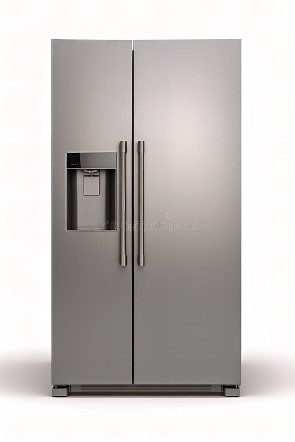 Gray Modern Refrigerator on White Background Stock Illustration ...