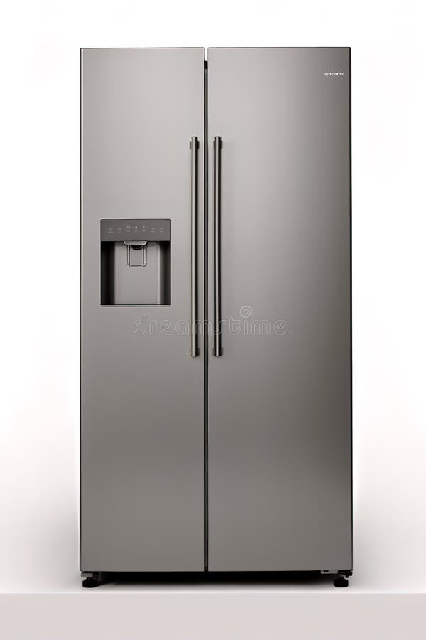 Gray Modern Refrigerator on White Background Stock Illustration ...