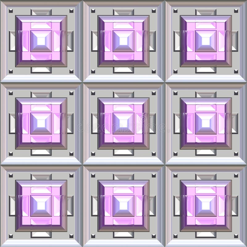 Gray Mosaic Ceramic Tile with Pearl Pink Ornament Inside 3D Seamless ...