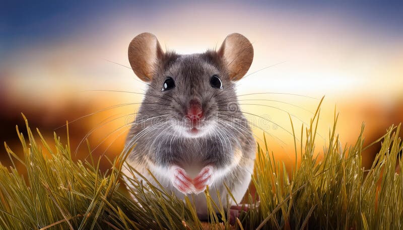 Gray Mouse Amidst Mysterious Shadows, a Cautious Explorer in ...