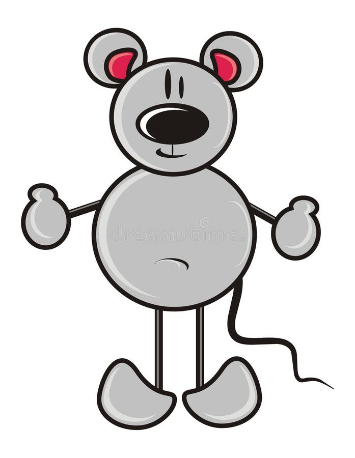 Gray Mouse with Cake and Balloons Stock Illustration - Illustration of ...