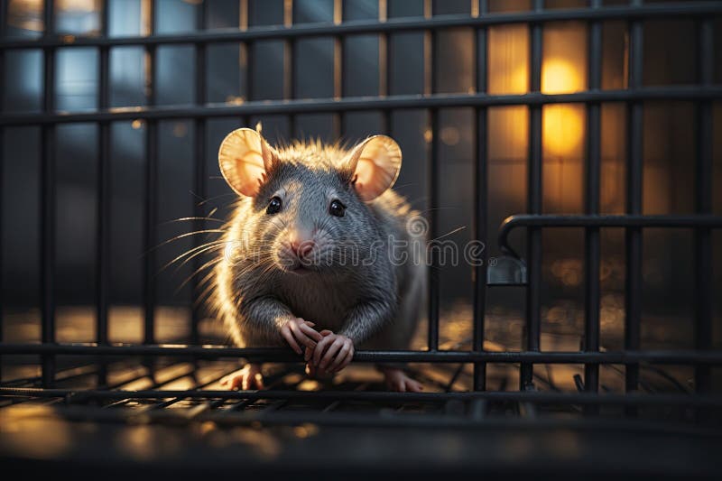 Gray Mouse Rat Inside a Cage Escape Laboratory. Ai Generative Stock ...