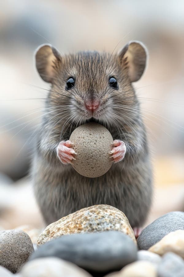 A Gray Mouse on the Street . the Rodent Looks at the Camera Stock Image ...