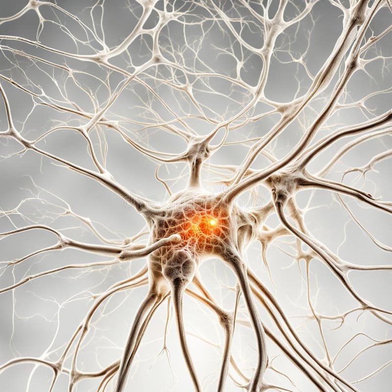 Gray Nerve Cells with Red Impulses Stock Illustration - Illustration of ...
