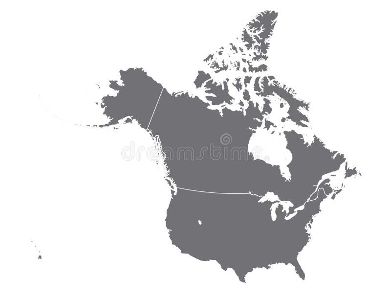 Gray North America Map stock vector. Illustration of guiana - 130896978