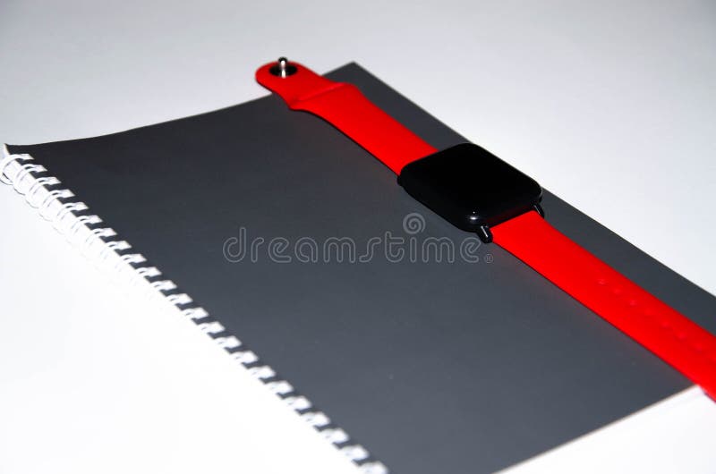 Gray Notebook for Writing on Black Background. Ballpoint Pen. Smart ...