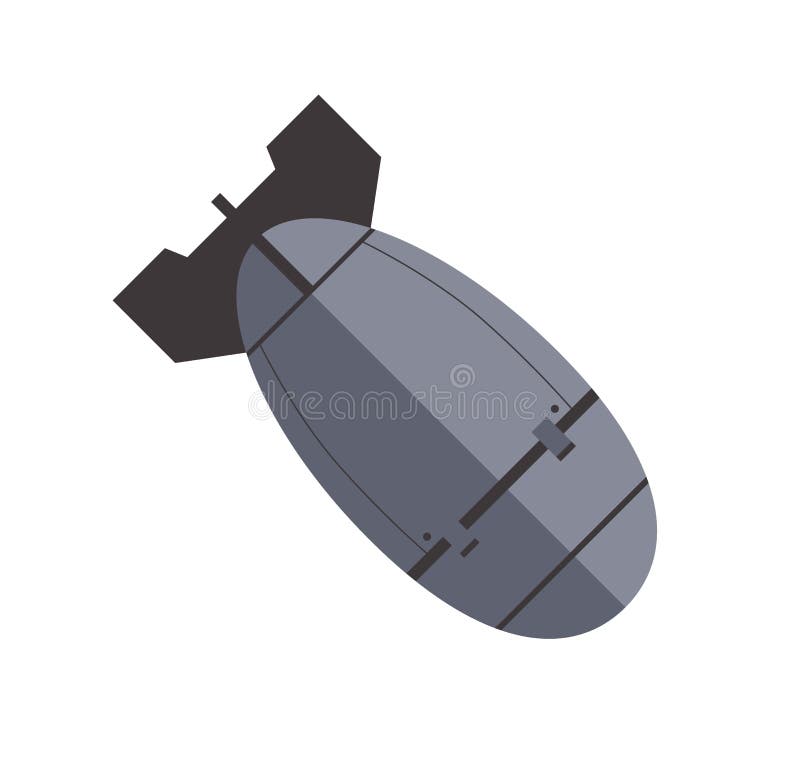 Gray Nuke or Nuclear Bomb Heading Down. Flat Vector Illustration ...